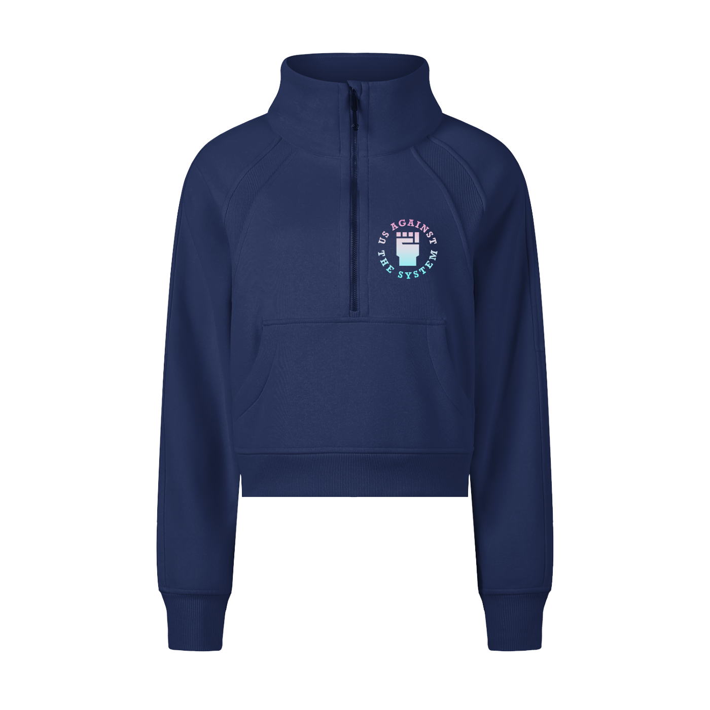Gradient Logo “Statement” Crop Half-Zip Sweatshirt – Navy/Multi | Us ...